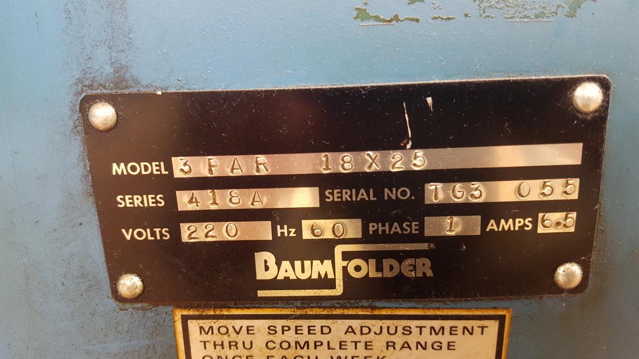 Lot #53: Baum Folder Series 418A Folder with Right Angle - Ontario ...
